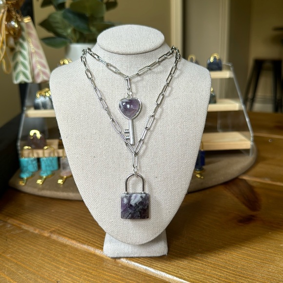 Hand Crafted | Jewelry | Dream Amethyst Crystal Lock Key Set Paper Clip ...
